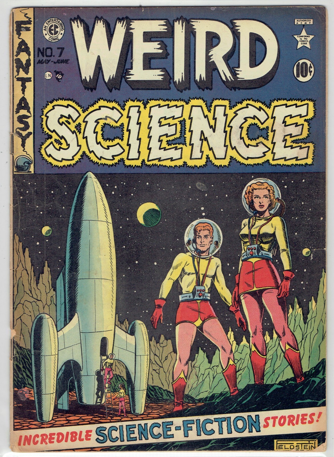 WEIRD SCIENCE #7 EC COMICS 1951 PRE-CODE HORROR/SCI-FI ROCKESHIP COVER ...