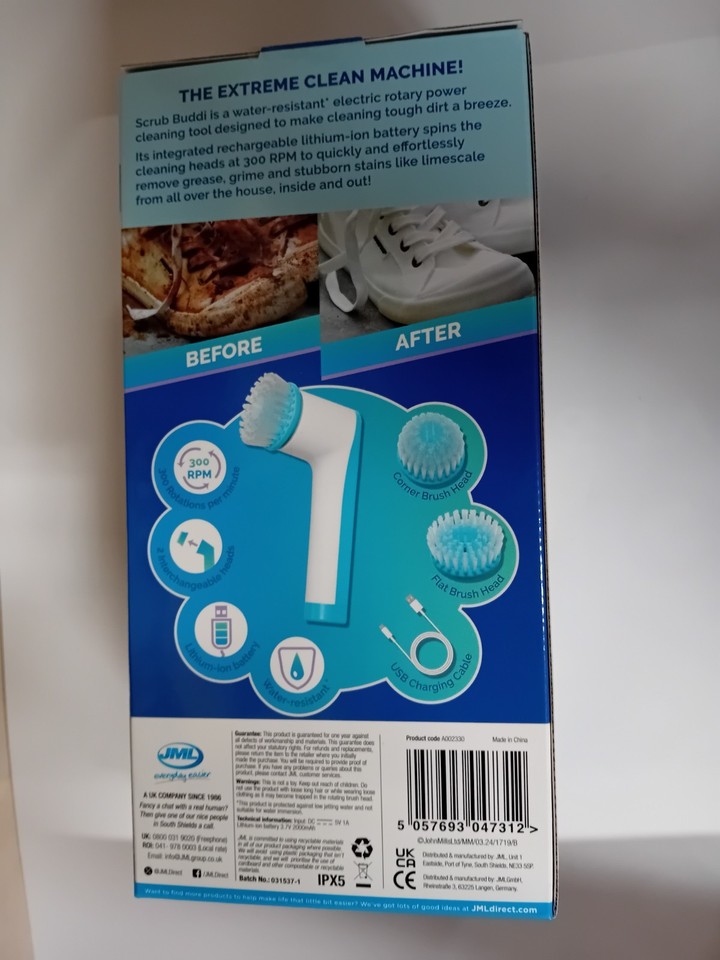 JML Scrub Buddi Electric Spin Scrub Brush - Tough Dirt Remover - Brand ...