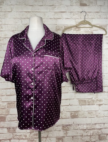 Shiny Slippery Purple Satin Pyjamas Sz 26/28 58” Bust PJs Sissy ...