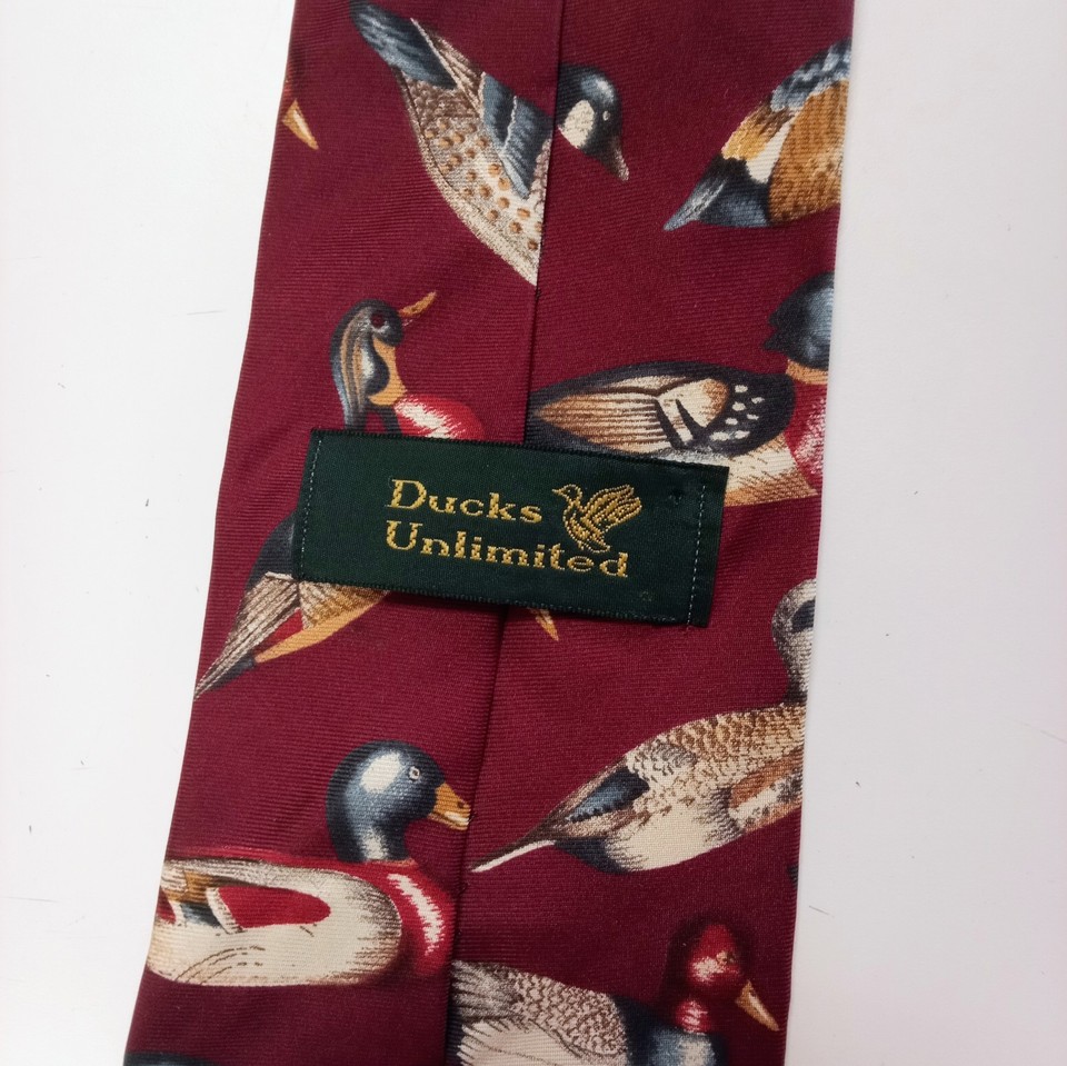 Ducks Unlimited 100% Silk Tie, Duck Motif, 60", Made In USA | eBay