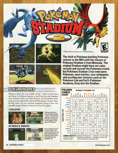 2001 Pokemon Stadium 2 N64 Print Ad/Poster Page Authentic Official ...