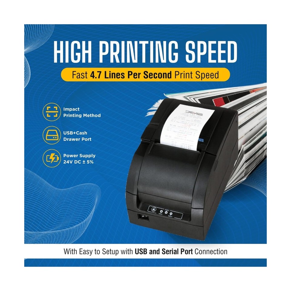 SNBC BTP-M300D Impact USB and Serial Port POS Receipt Printer Black ...