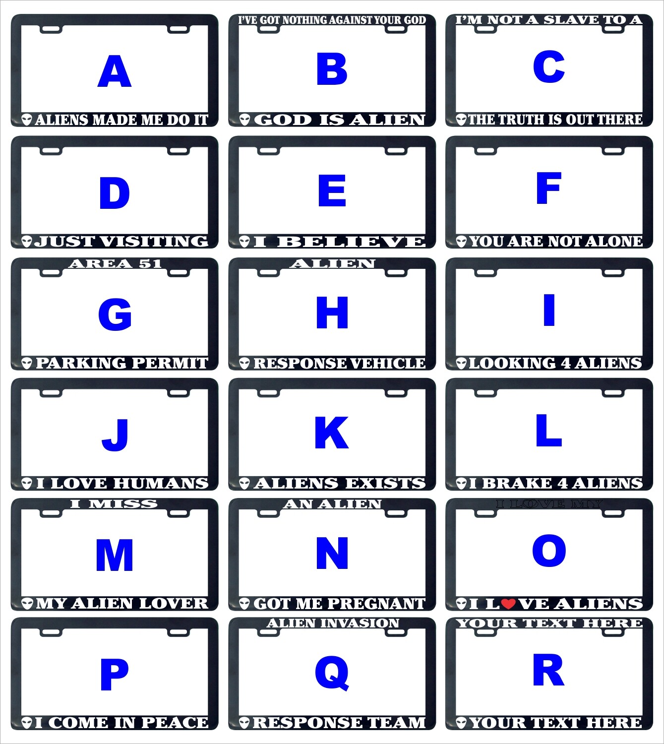 Alien Ufo Ufos Spaceship funny assorted license plate frame | eBay