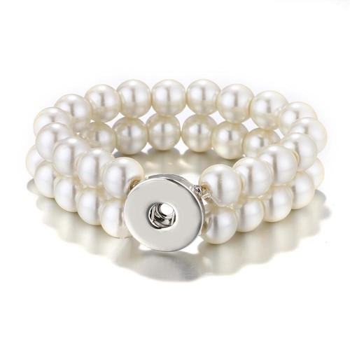 Fit Ginger Snap Bracelet Pearl Double Strand stretch 18mm snap bracelet ...