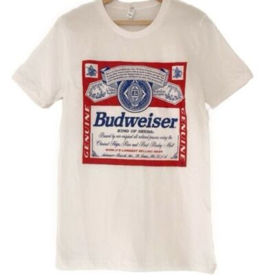 Brew City Budweiser King Of Beers Ivory White Graphic Tee New! | eBay