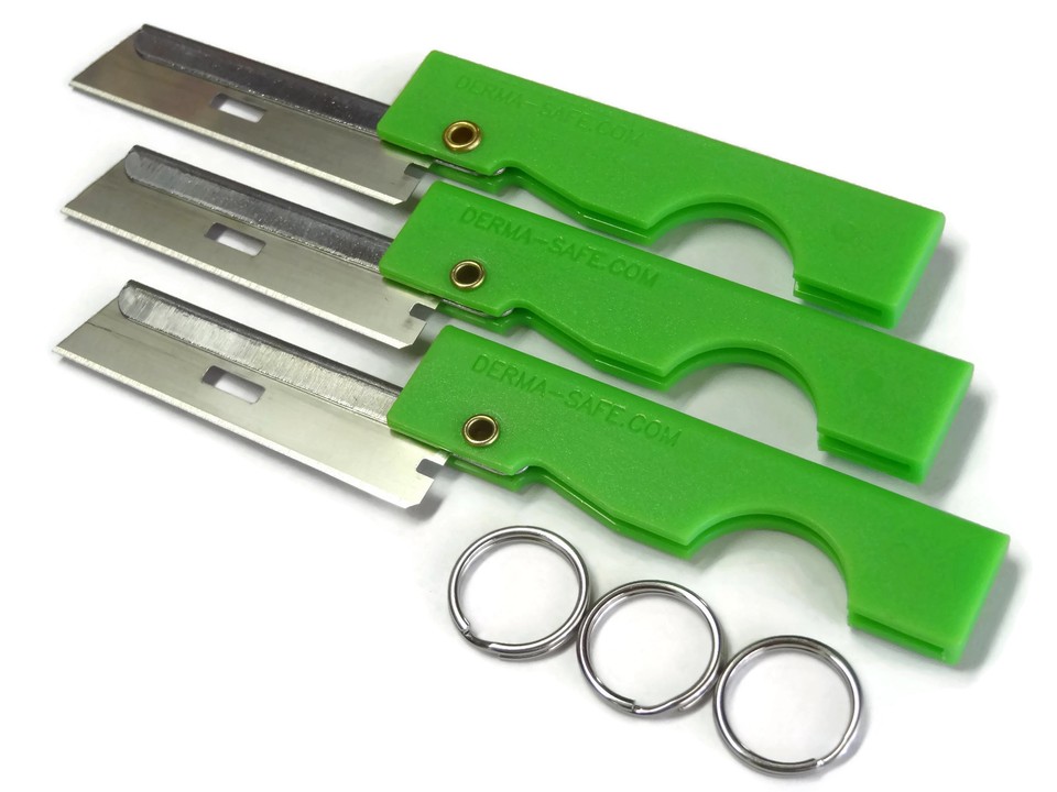 Derma-Safe 3 Pack with Cable Ring, EDC Razor Knife SERE Survival Kit ...