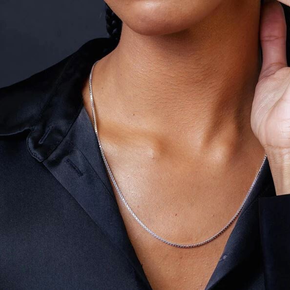 .925 Sterling Silver High Polished Greek Box Chain 0.6mm-5mm Necklace ...