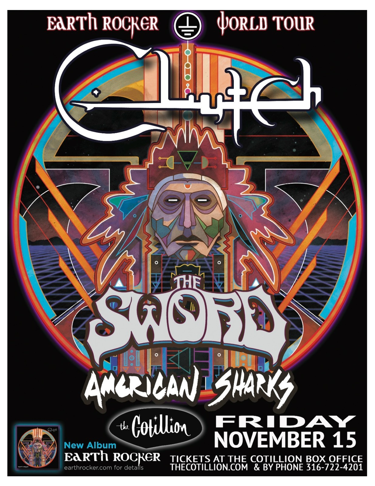 CLUTCH / SWORD "EARTH ROCKER WORLD TOUR" 2013 WICHITA CONCERT POSTER ...