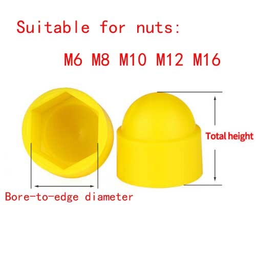 M6 M8 M10 M12 M16 Yellow PE Plastic Outer Hexagon Screw Nut Protective ...