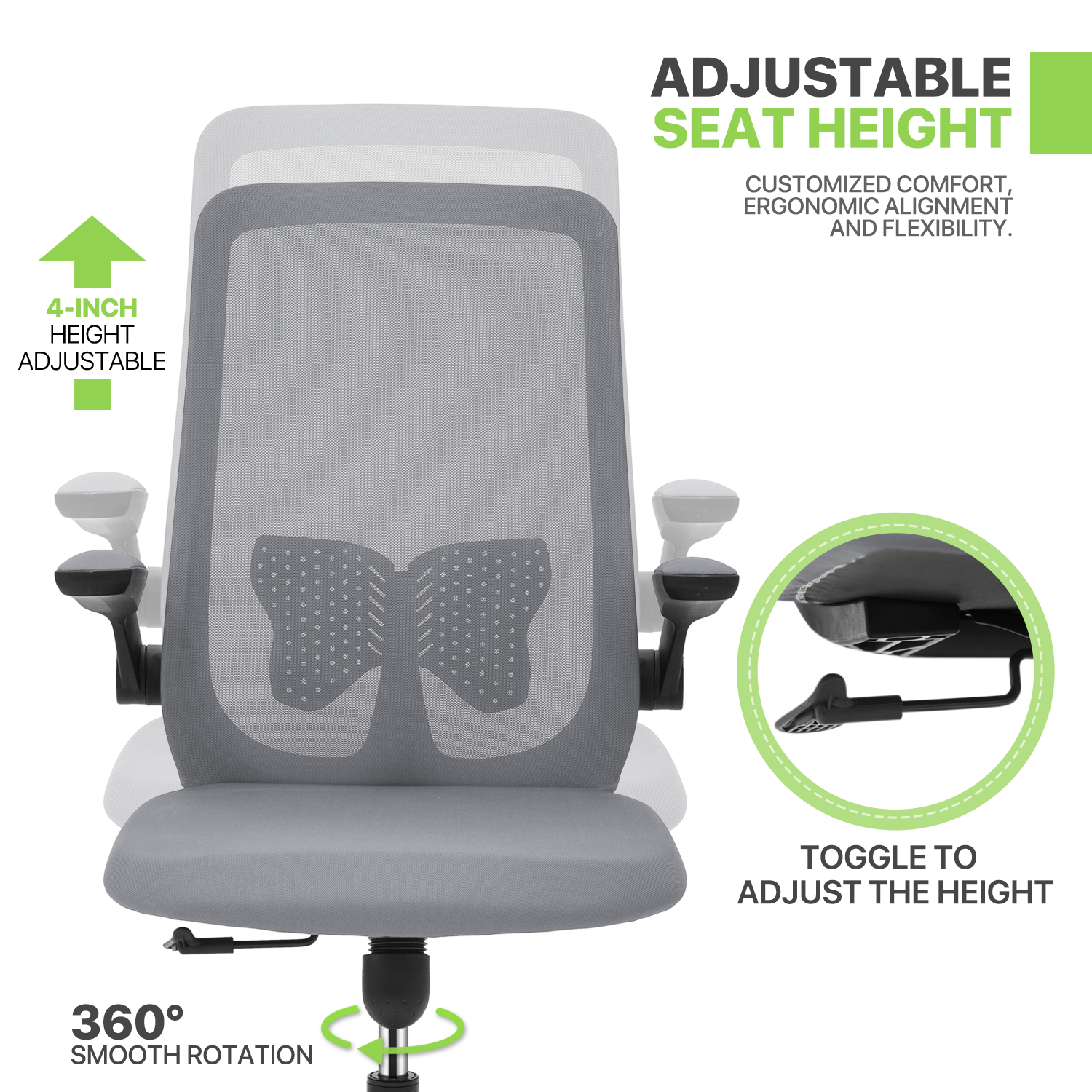 [PAIR SET] Grey Breathable Mesh Back Conference Task Chair Home PC ...