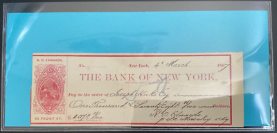 New York, New York The Bank of New York Check 1867 $1,078.15 | eBay