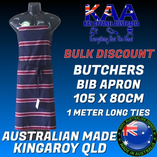 10 X Butchers Aprons Bib Apron Navy & Red 105x80cm, Kitchen Apron | eBay