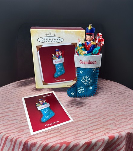 Hallmark Keepsake Grandson Felt Stocking Ornament Drummer boy 2005 Box ...