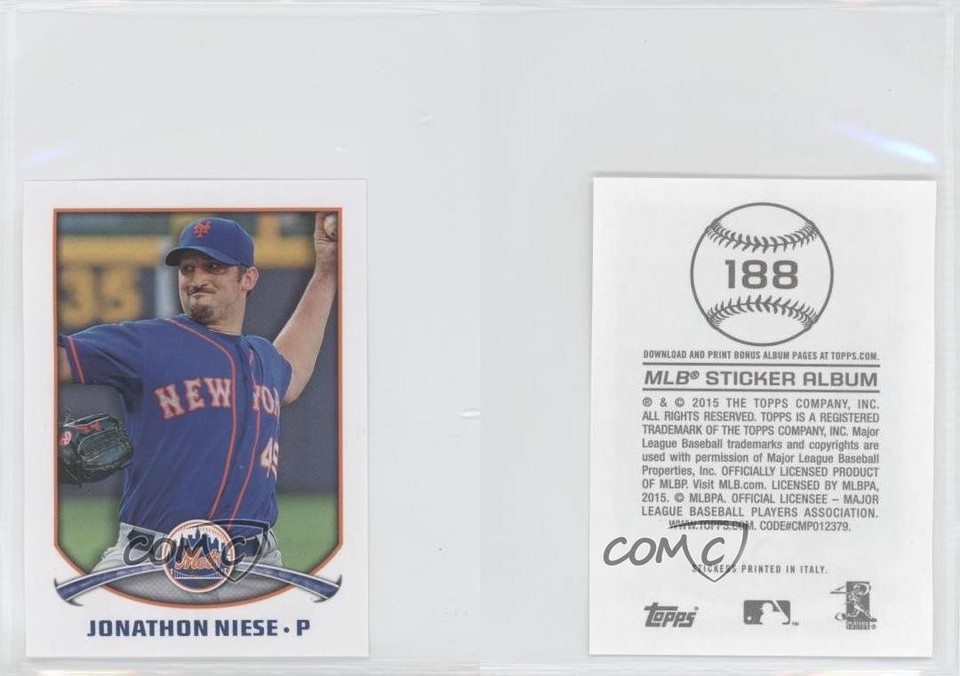 2015 Topps Album Stickers Jon Niese Jonathon Niese #188 0a1 | eBay