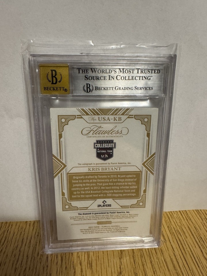 2022 Flawless USA Gems Signatures Diamond Kris Bryant GOLD /10 BGS 8.5 ...