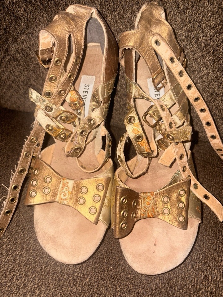 Vintage Cosplay babydoll Steve Madden Chinese kitty gold bow platform ...