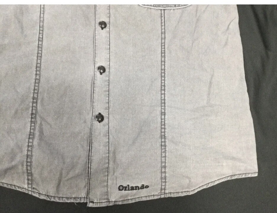 Hard Rock Cafe Orlando Mens Gray Embroidered Long Sleeve Button Up ...