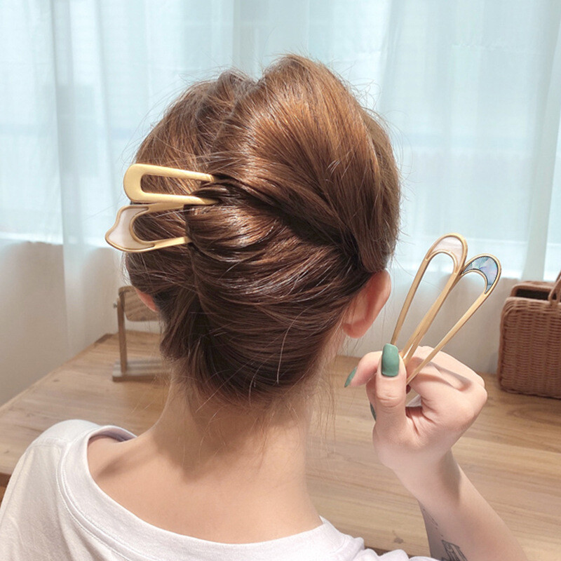 Women Hair Pin U Shaped Fork Stick French Fashion Hairstyle Metal Hair ...