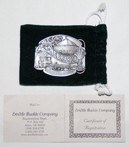 VINTAGE 2002 NEBRASKA COMMEMORATIVE BELT BUCKLE BY ERNME BUCKLE #461 OF ...