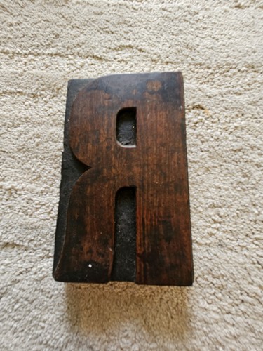 Wood Printing Block Capital Letter R Rectangle Shape Primitive Reversed ...