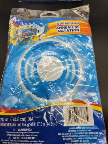 2 Splash-n- Swim 20" Inflatable Kids Floatie Swim Ring Pool Splash Blue ...