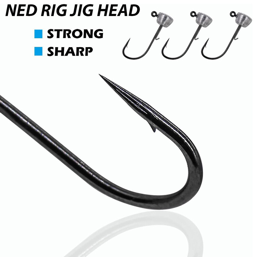 Weedless Fishing Rig Jig Hook Kits 50Pcs Mushroom Jig Lead Heads ...