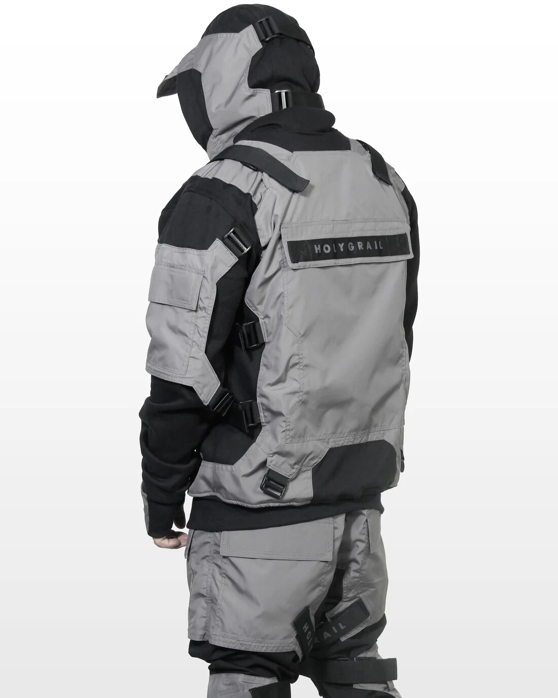 Men's Techwear Gray Jacket Vest fleece Pullover Hoodie TAC-BHV.02/GREY ...