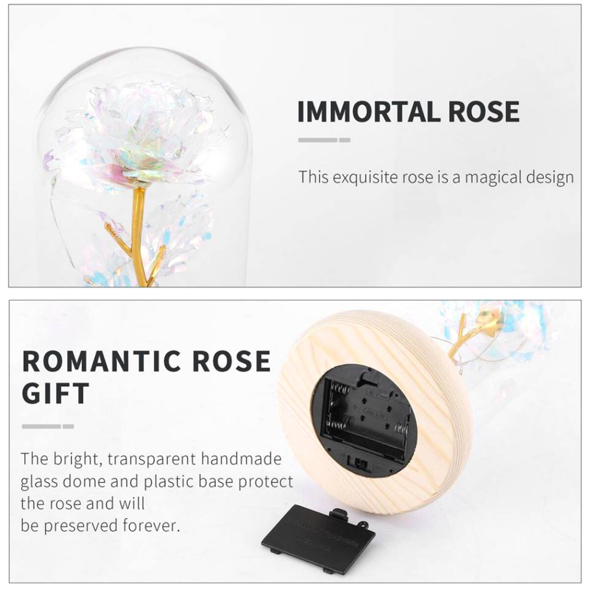 Light Artificial Gold Foil Galaxy Rose Lamp w/ 3 Lighting Modes LED ...