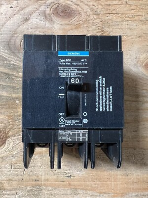 BQD360 Siemens 60 Amp 480V 3 Pole Bolt On Circuit Breaker New | eBay