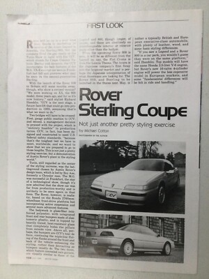 RRRArt44 Article First Look Rover Sterling Coupe July 1986 2 page | eBay