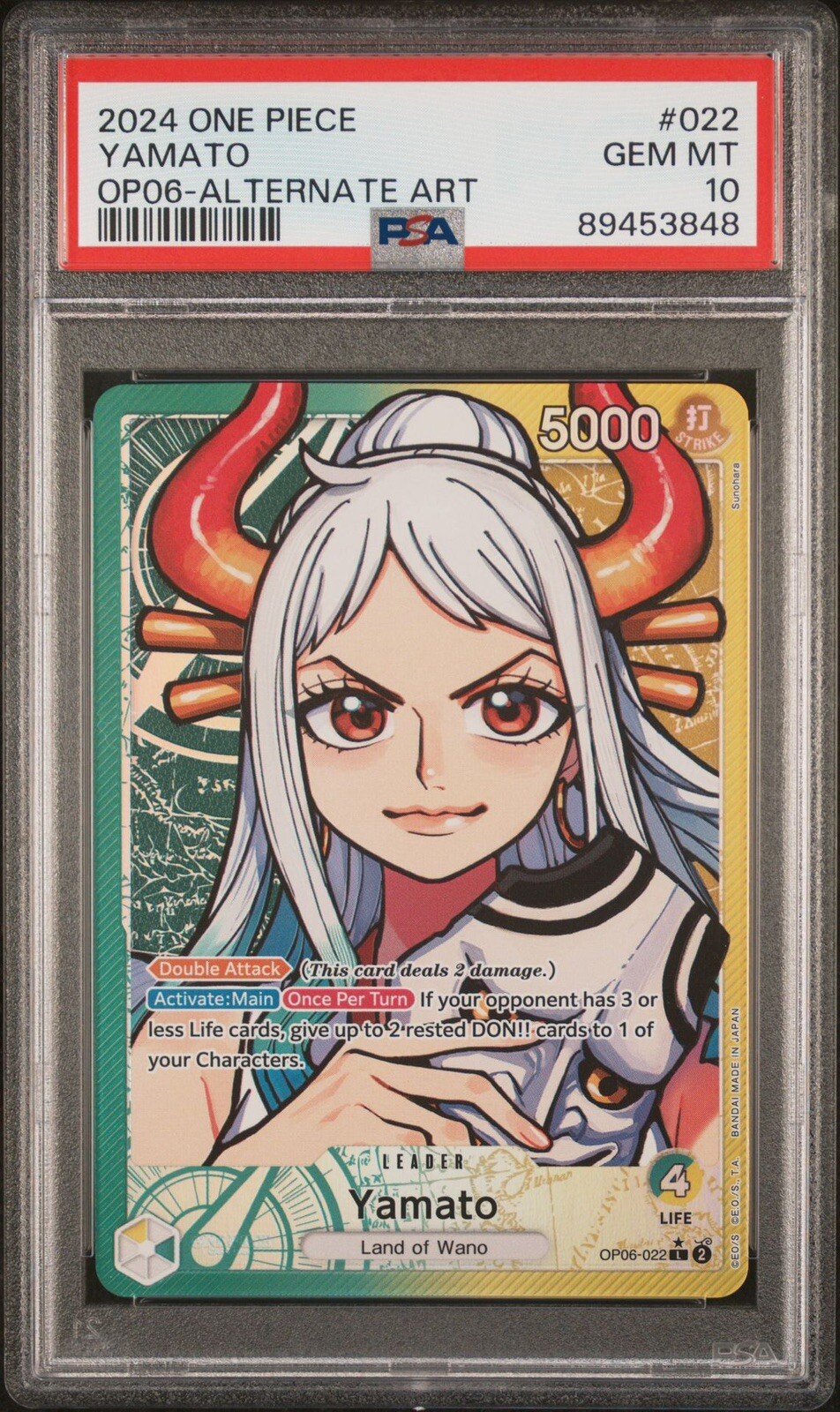 One Piece Wings Captain Yamato Leader Alt Art OP06-022 PSA 10 Gem Mint ...