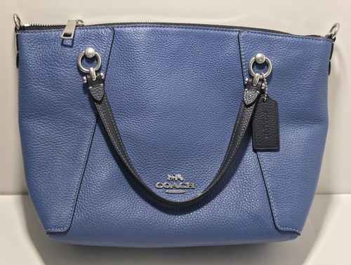COACH Kacey Satchel Sky Blue Bag Pebble Leather Multi Purse Tote Blue ...