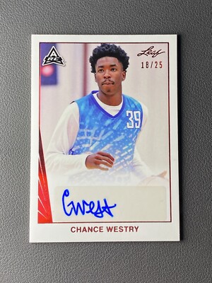 CHANCE WESTRY 2021-22 Leaf Memories '90 Red Auto #BA-CW1 RC Syracuse ...
