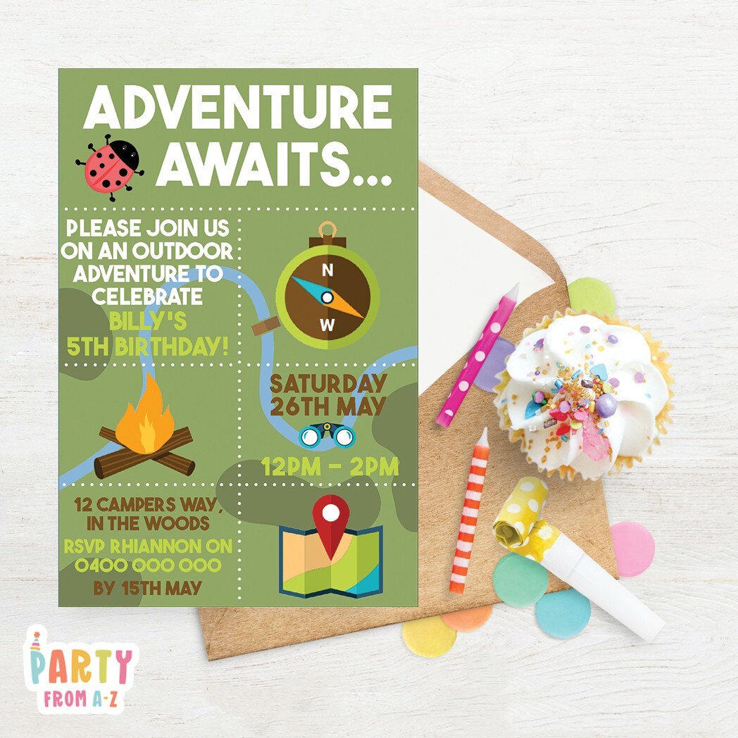 Outdoor Adventure Birthday Invitation Birthday Party Invitation
