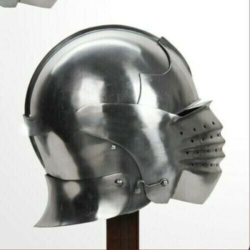 Functional 16G Steel Medieval Knight Pig Face Bascinet Helmet WMA SCA ...