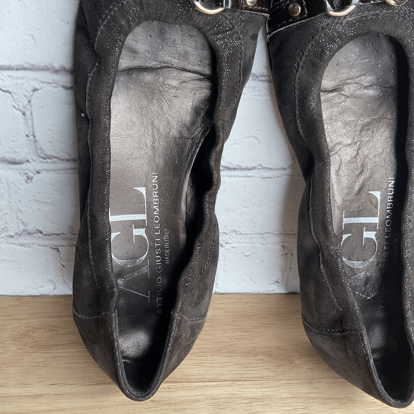 AGL Monika Ballet Flats Womens 37,5 US 7 Brown Buckle Cap Toe Shoes ...