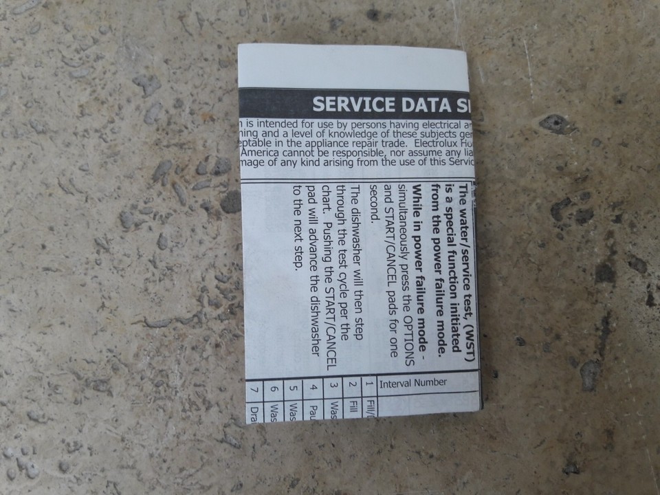 A13707601 FRIGIDAIRE DISHWASHER TECH SHEET 13707601 | eBay