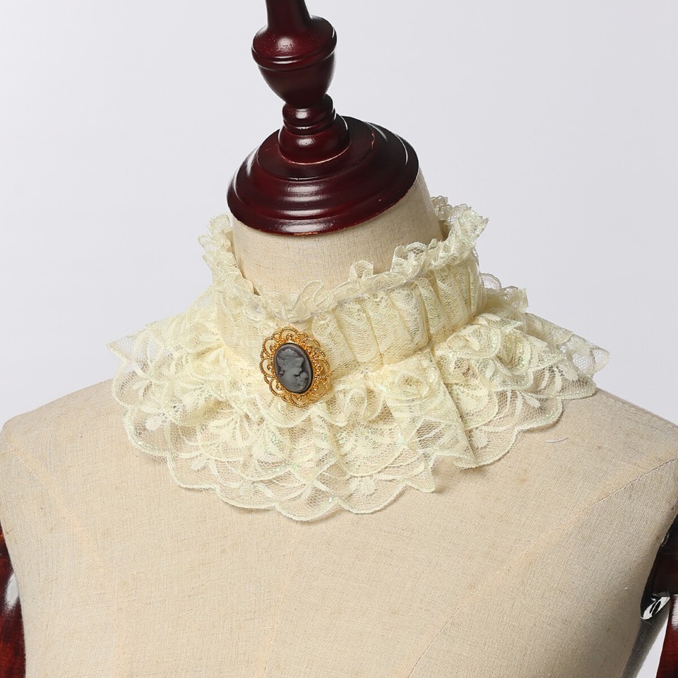 Retro Elizabethan Victorian Neck Ruff Party Cosutme Ruffled Collar With ...