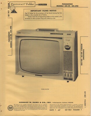 1967 PANASONIC AN-29 AN-39D TELEVISION SERVICE MANUAL SCHEMATIC ...