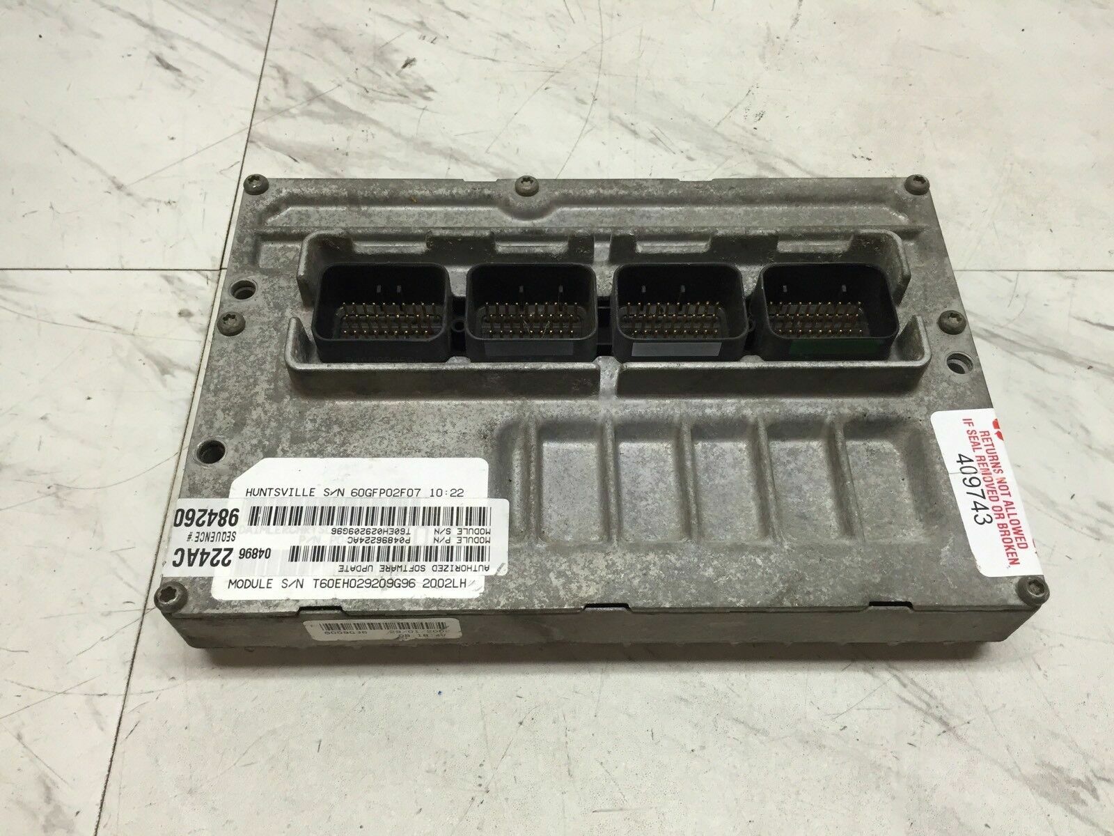 2002 02 Chrysler Concorde Dodge Intrepid Ecu PCM Engine Computer 3.5L ...