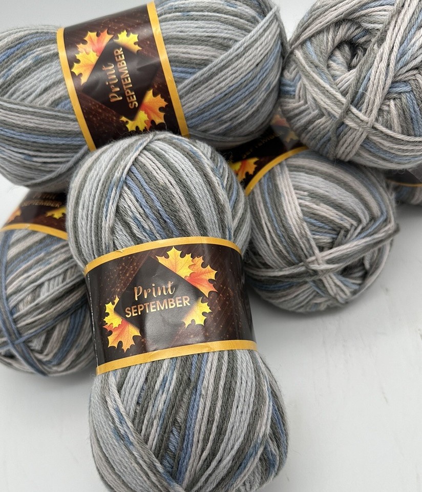 Eylul Wool Blend Sock Yarn Knitting Crochet - 5x140g Balls - Blue ...