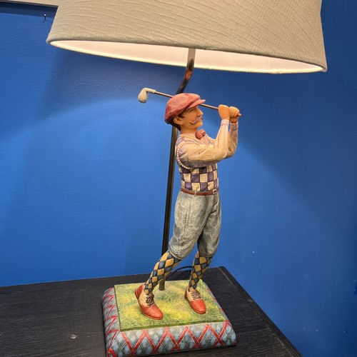 Jim Shore Heartwood Creek 2004 Golfer Golf Man Lamp Table Light Shade ...
