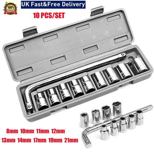 10Pcs/SET Steel Socket Set with Ratchet Wrench Car 8-21mm Automotive ...
