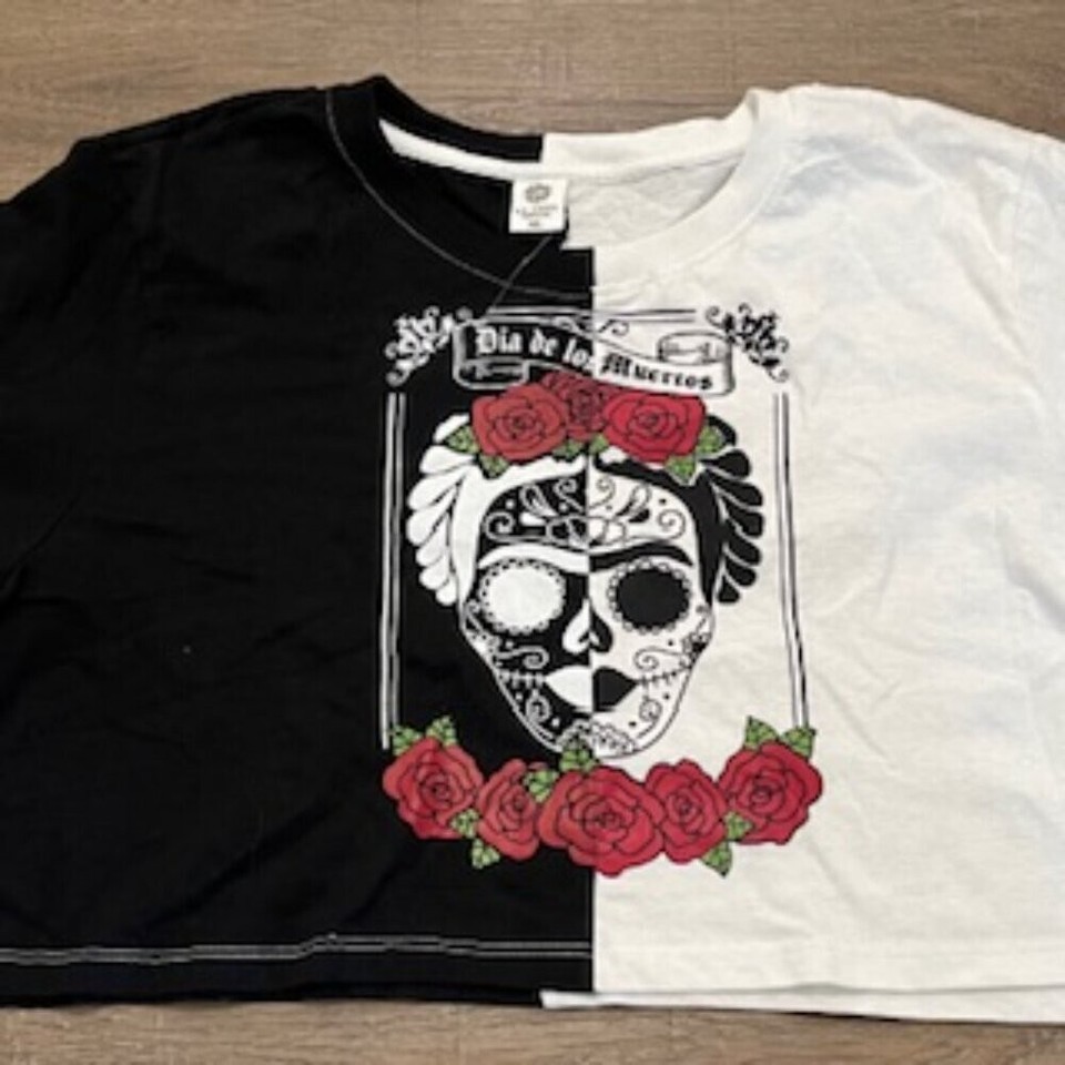 La Luna Dia De Los Muertos Color Block Skull T-shirt Women’s Sz XL | eBay