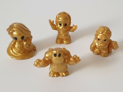 4 Woolworths Disney Gold Ooshies C3PO Sulley Thor Rapunzel Packed With ...