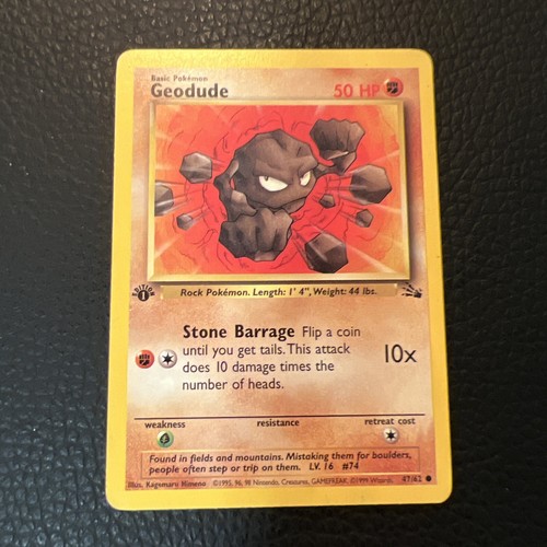* 1st Edition Geodude - Non Holo - Vintage WotC 47/62 Fossil Set ...