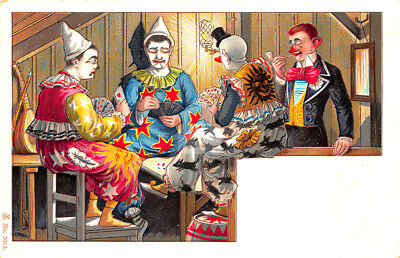 Clowns Playing Poker Early #7013 Postcard Copy | eBay