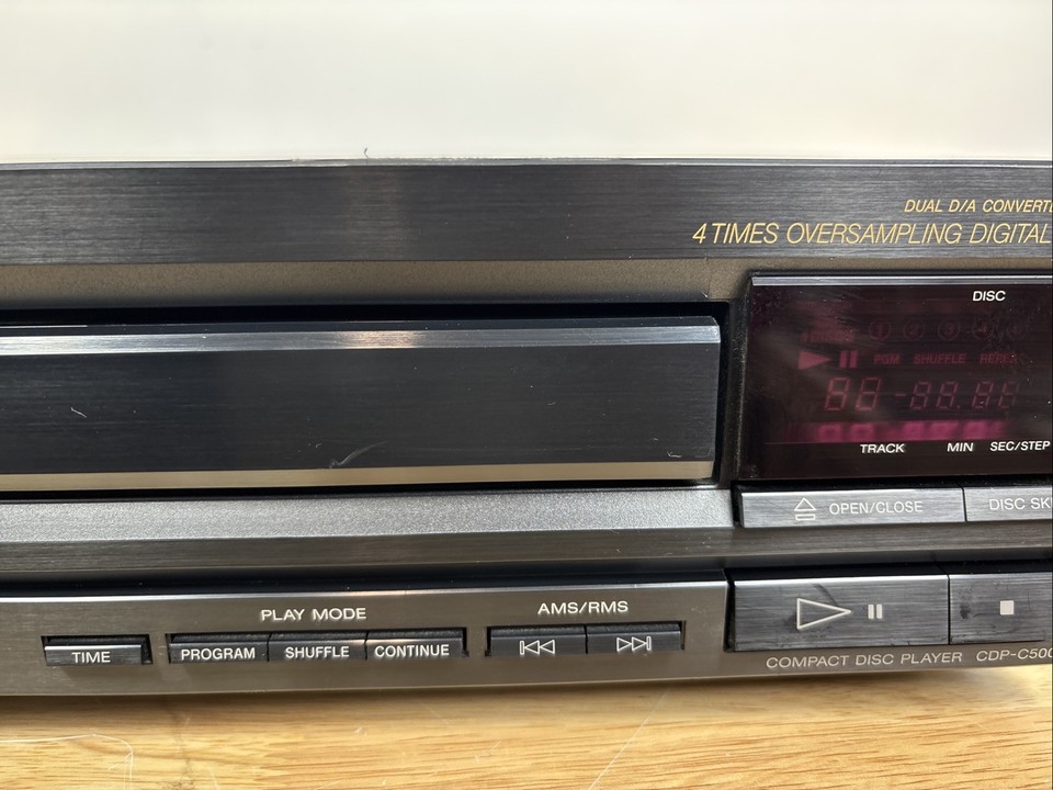 Sony CDP-C500 5 Disc CD Player Changer Dual D/A Converter Tested/Works ...
