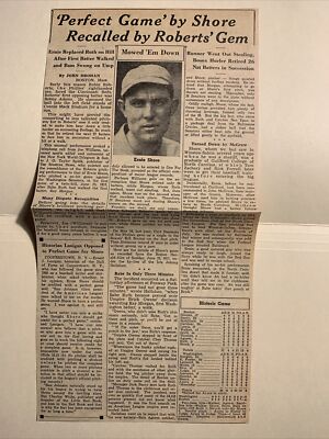 Ernie Shore Boston Red Sox Perfect Game 1954 Sporting News Baseball ...