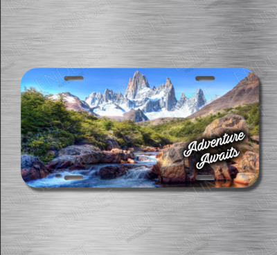 Adventure Awaits Mountain Travel Vacation Camping License Plate Front ...